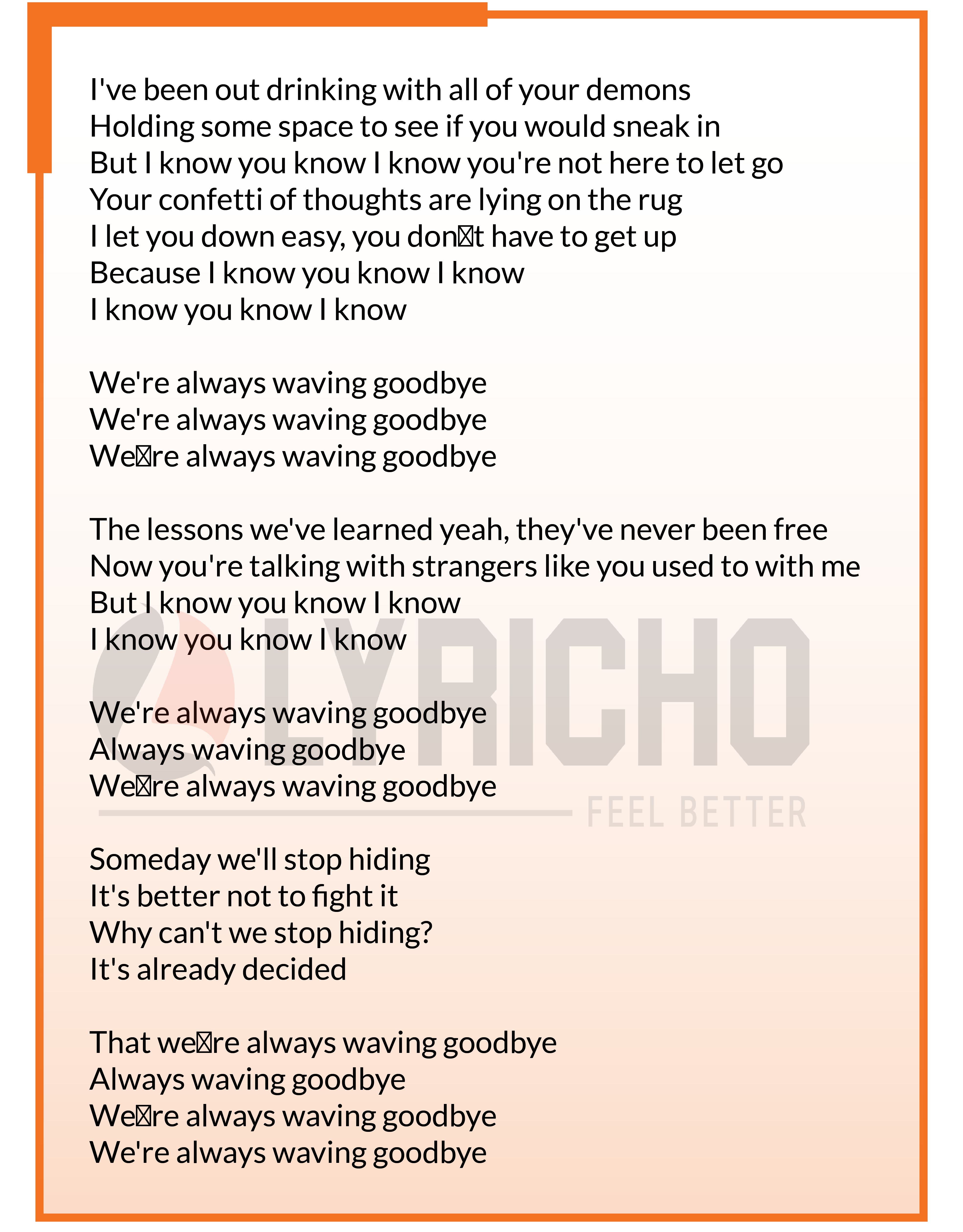 Always Waving Goodbye - Deep Sea Diver Song Lyrics | Always Waving ...