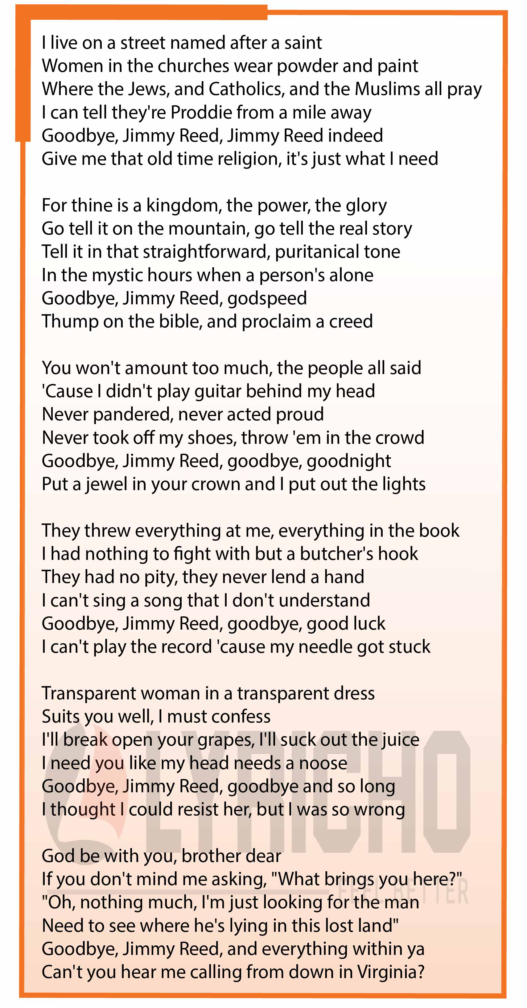 Goodbye Jimmy Reed - Bob Dylan Song Lyrics | Goodbye Jimmy Reed English ...