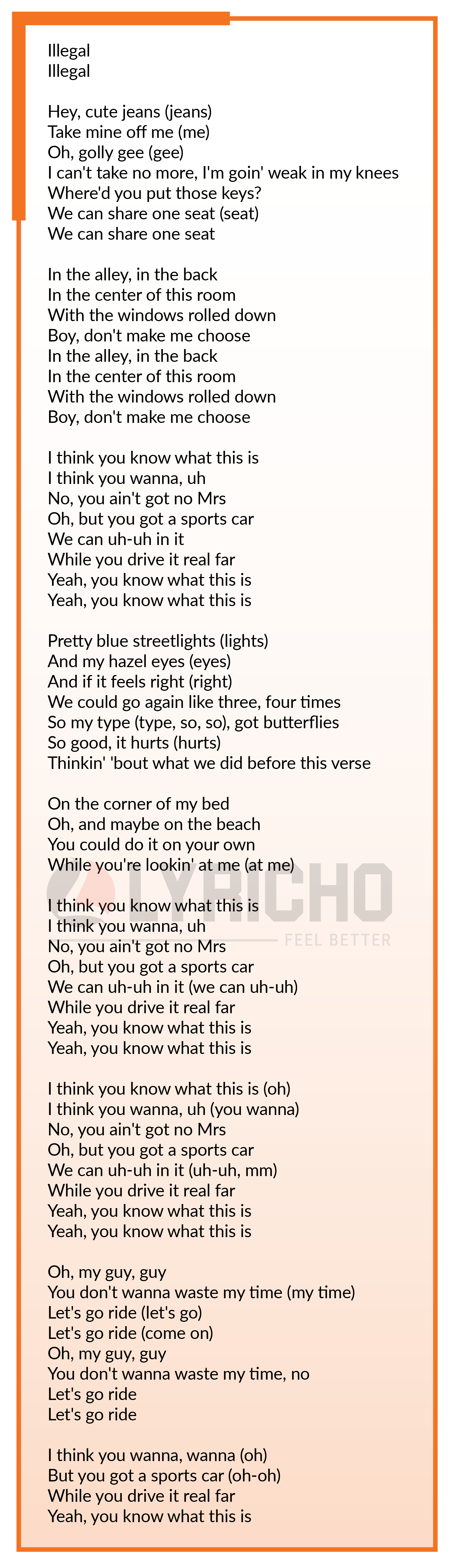 Sports car - Tate McRae Song Lyrics | Sports car English Lyrics