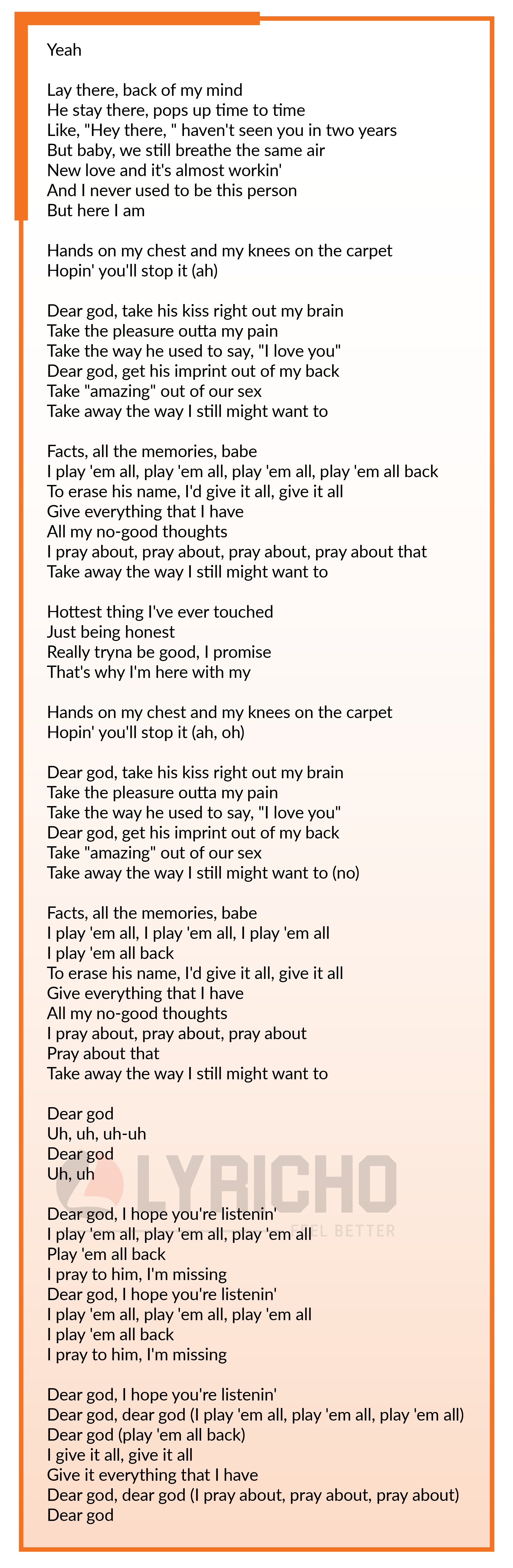 Dear god - Tate McRae Song Lyrics | Dear god English Lyrics